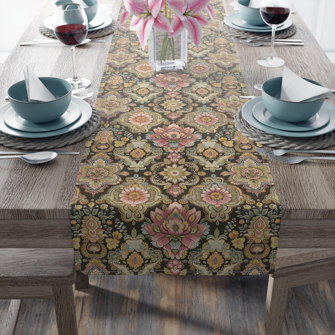 Damask Floral Table Runner, Damask Table Runner, Spring Table Runner ...