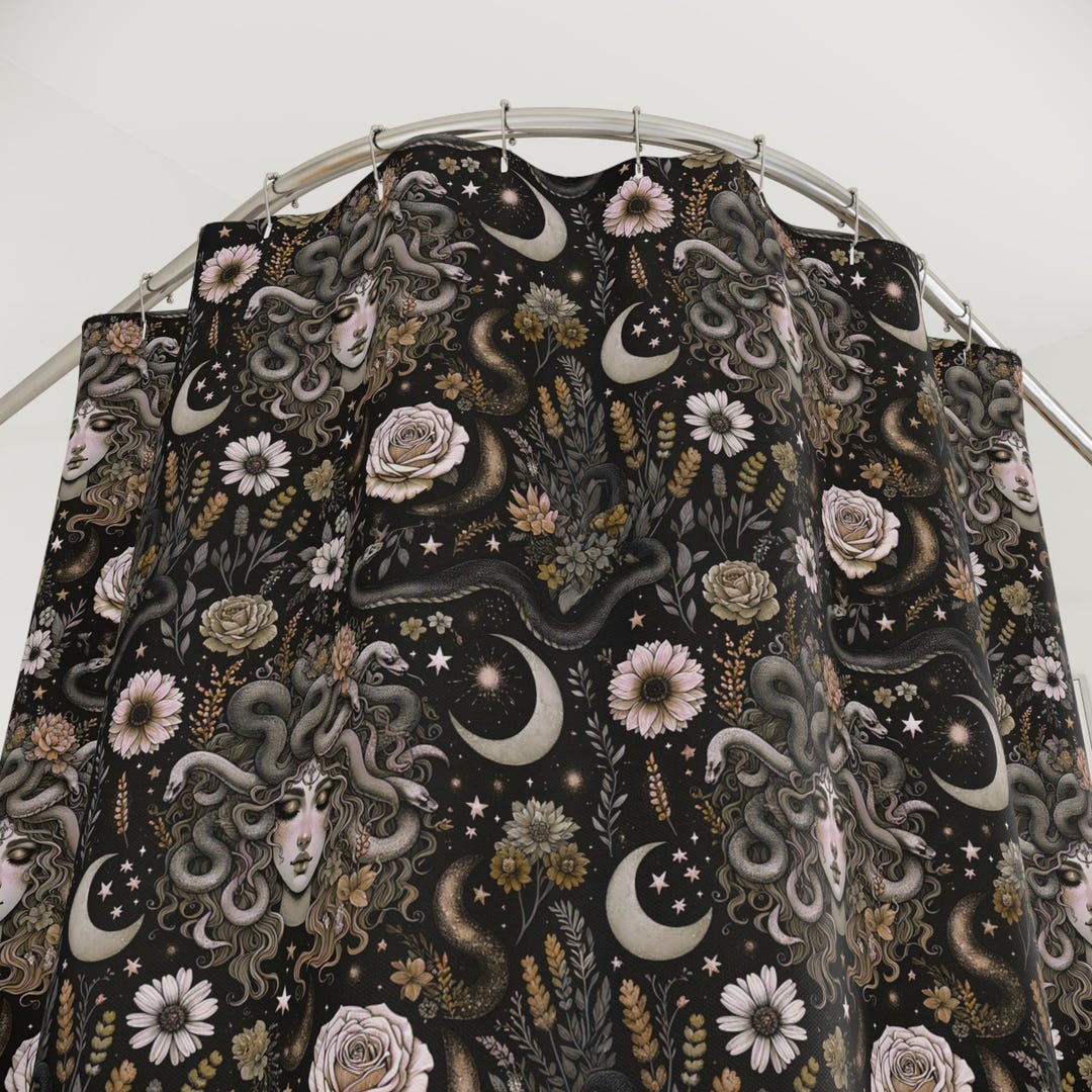 Medusa Floral Boho Shower Curtain: Dorm Decor - Etsy