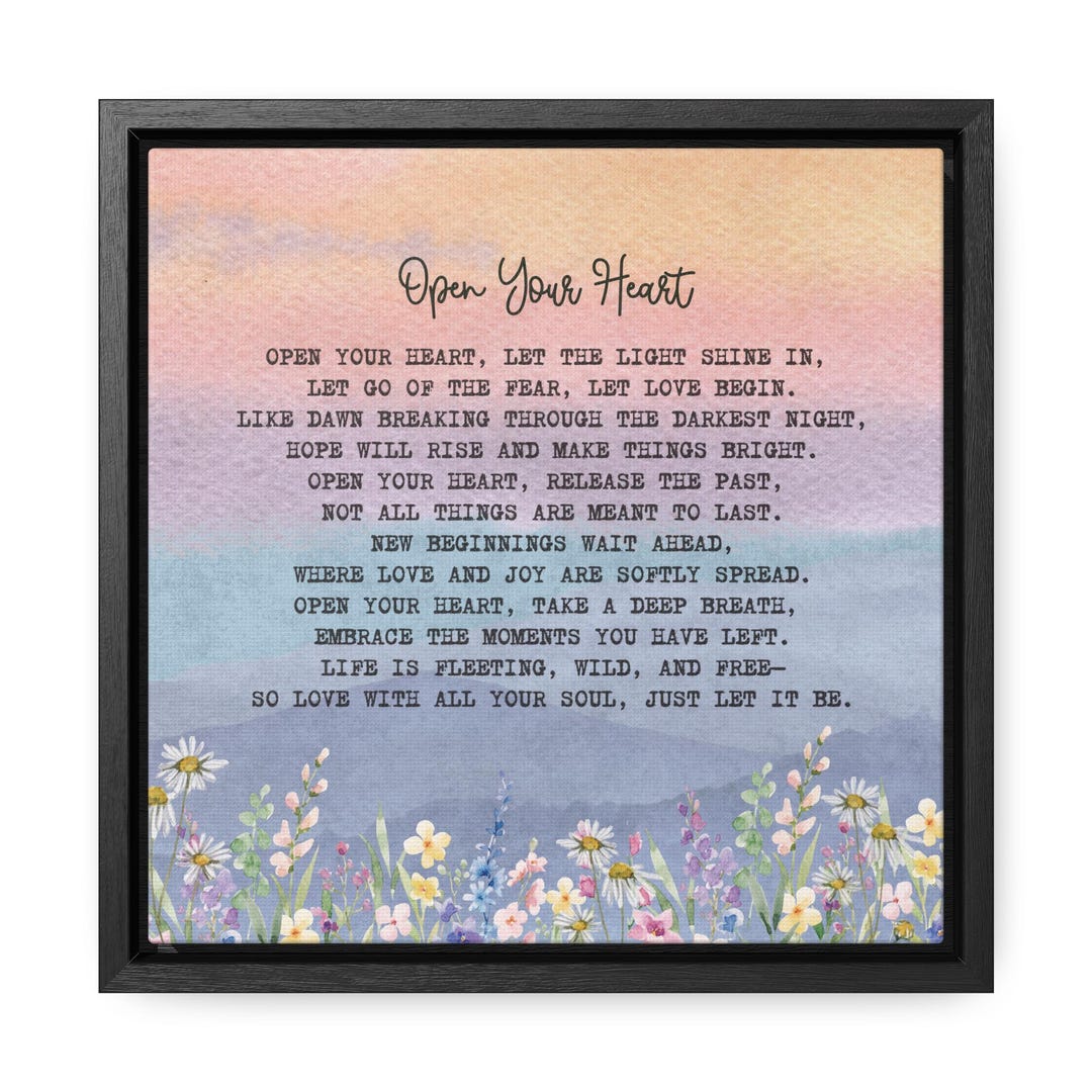 Open Your Heart Poem, Easter Poem, Hope, Canvas Art, Decor, Office Art ...