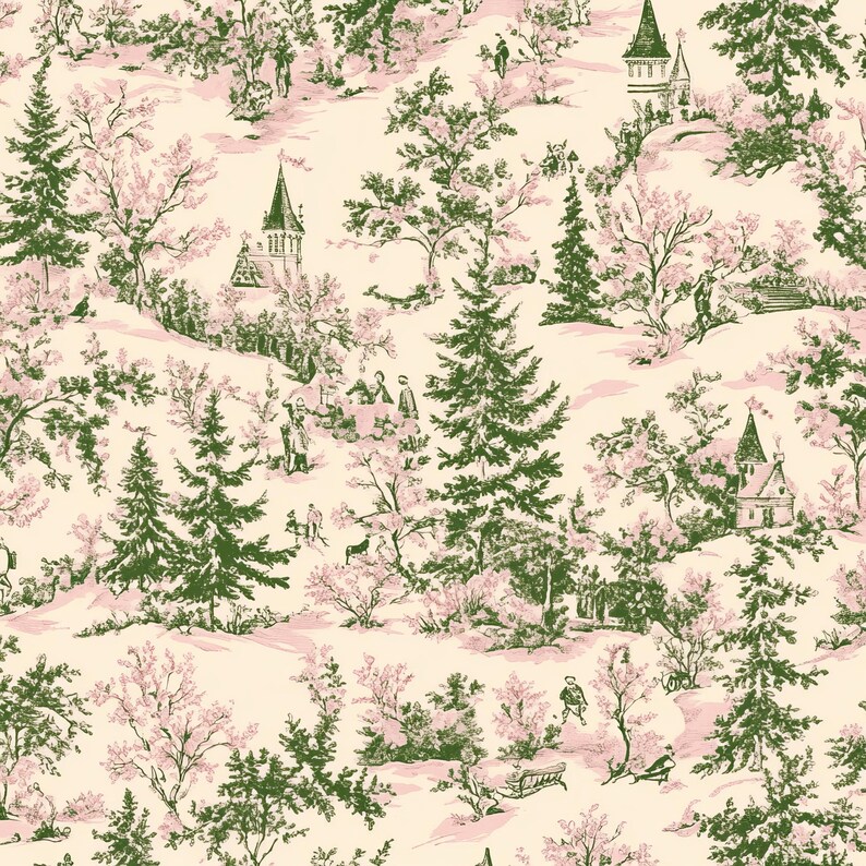 Christmas Toile Shower Curtain: Festive Winter Bathroom Decor - Etsy