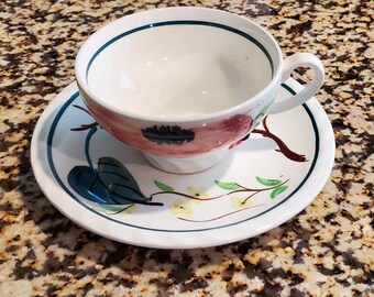 Blue Ridge Pottery Cup & Saucer - Etsy