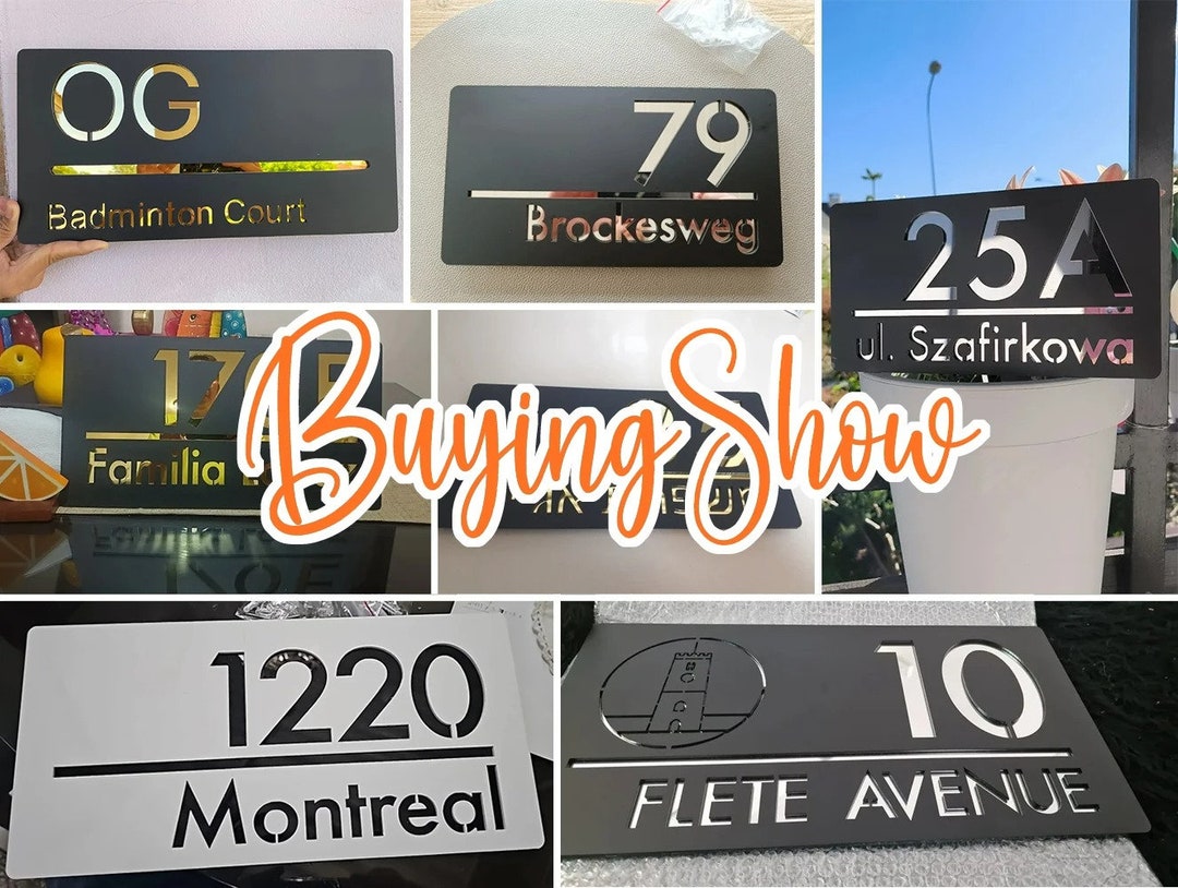 Personalised Outdoor House Number Sign Matte Plaque Mirror Text Acrylic ...