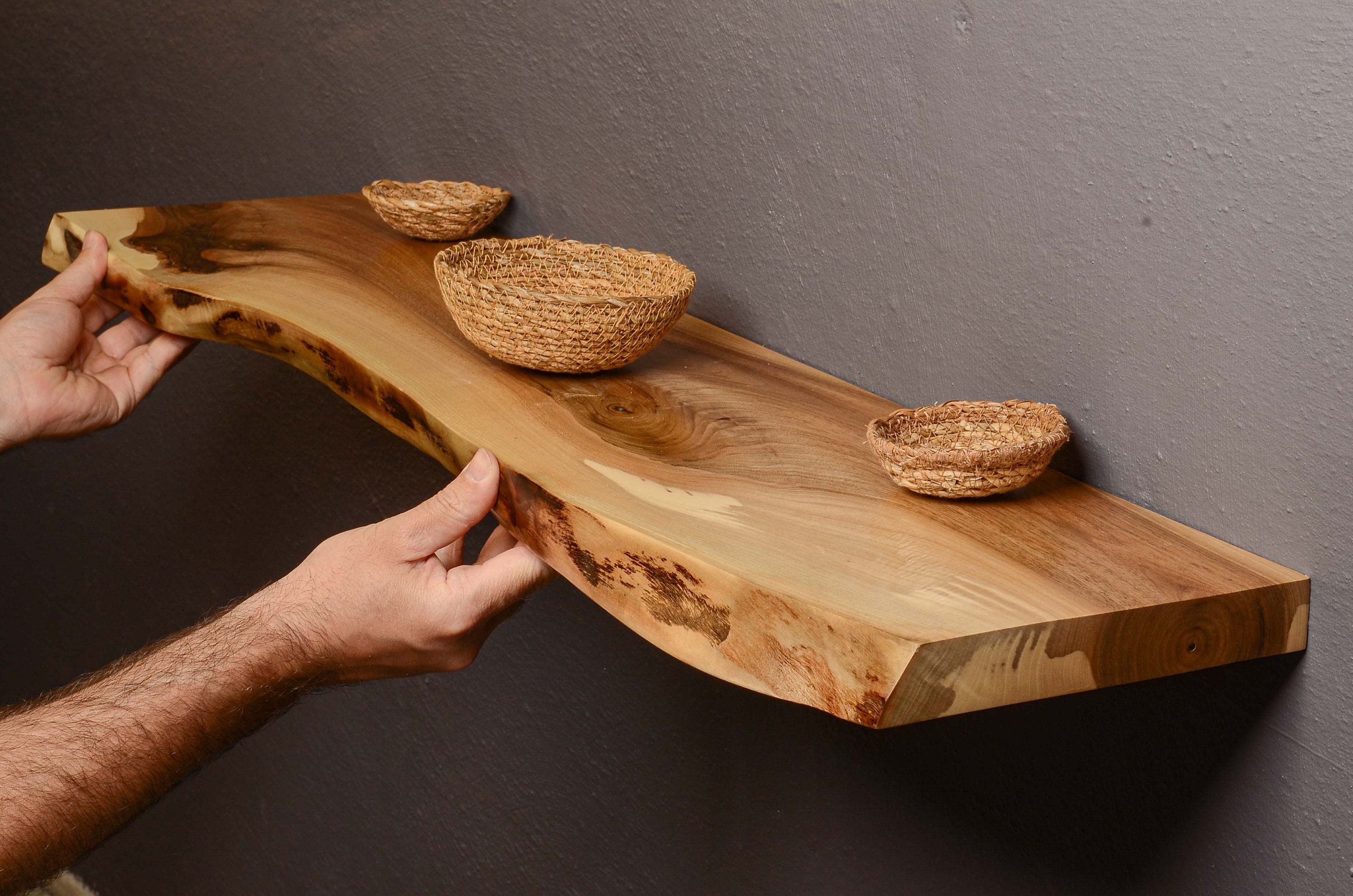 Live Edge Wood Shelf, Custom Aged Walnut Lumber Shelves, Bathroom Shelf ...