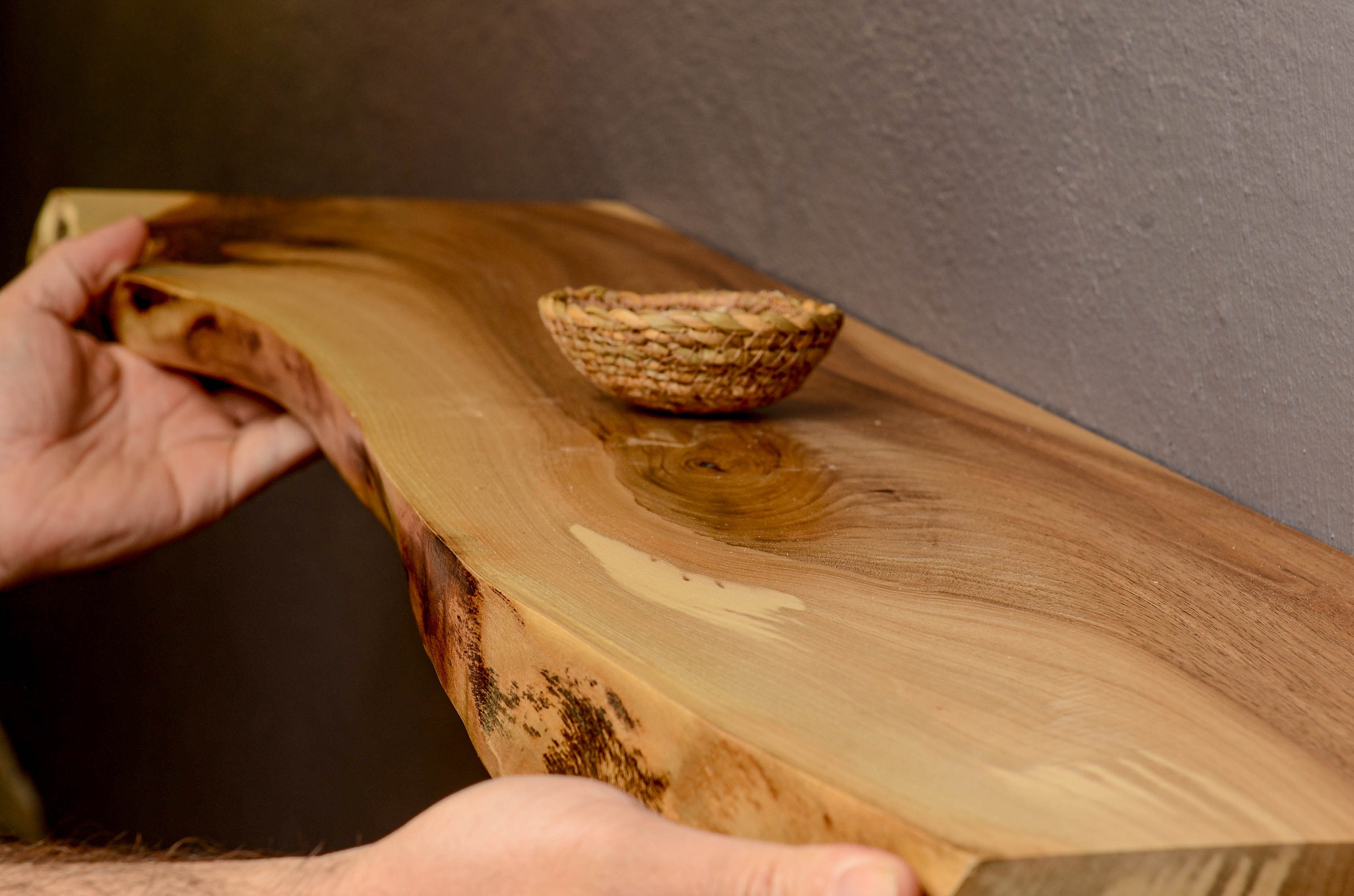 Wood Live Edge Rustic Floating Wood Shelves for Wall 8.5'' Depth ...