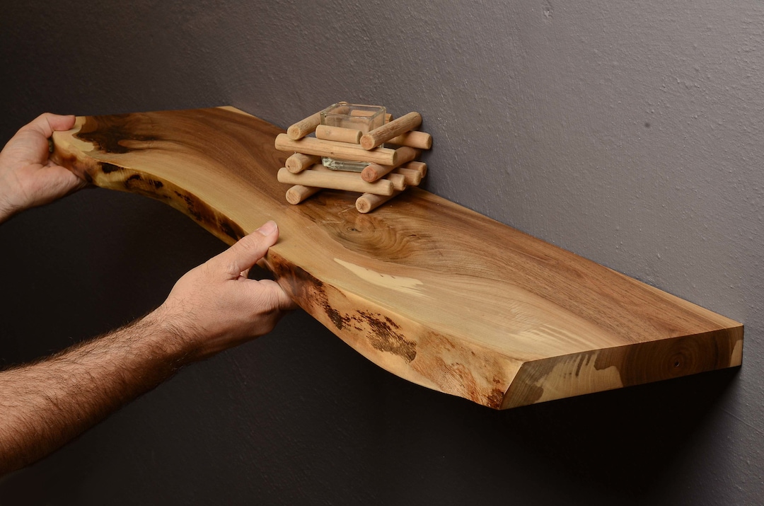 Walnut or Oak Wood Floating Shelf 8-inches Deep - 1.33-inch Thick ...