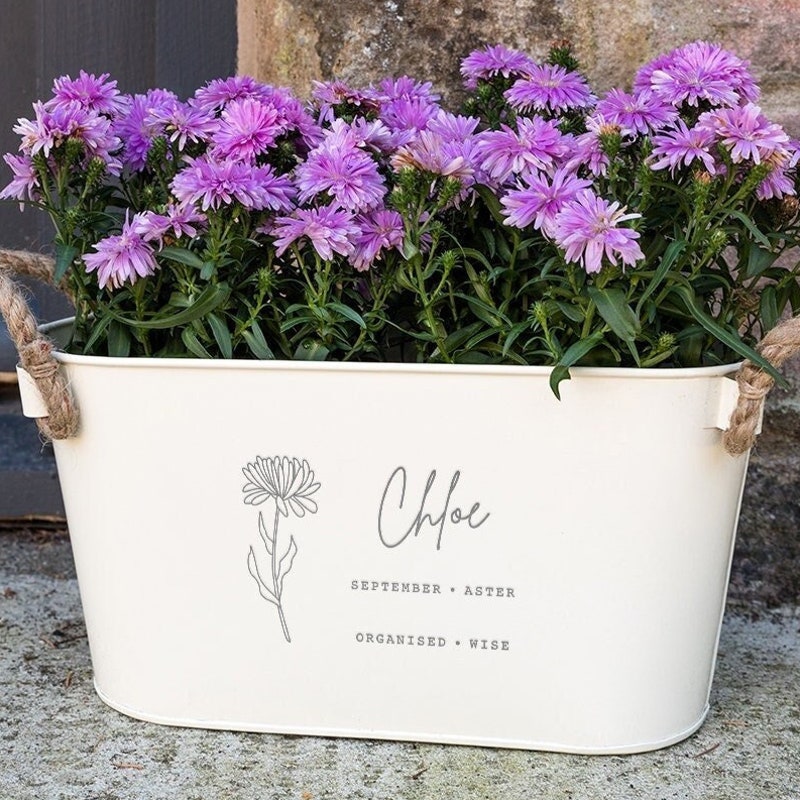 Engraved Metal Garden Planter - Etsy UK