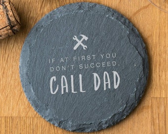 Father's Day 'call Dad' Funny Slate Coaster - Etsy