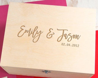 Personalised Wooden Wedding Keepsake Box for Couples | Etsy