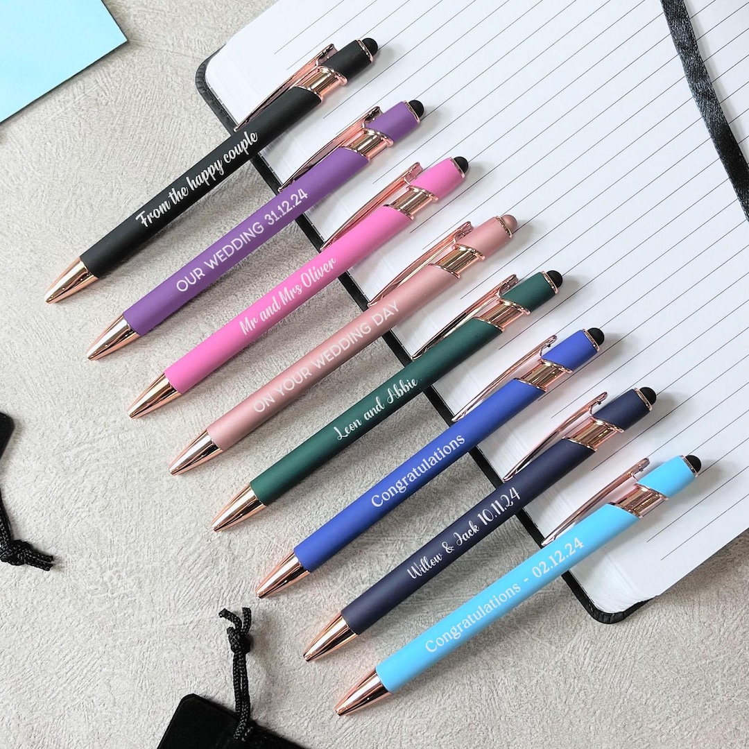 Personalized Engraved Pen Multicolor With Stylus & Pouch, Mr and Mrs ...