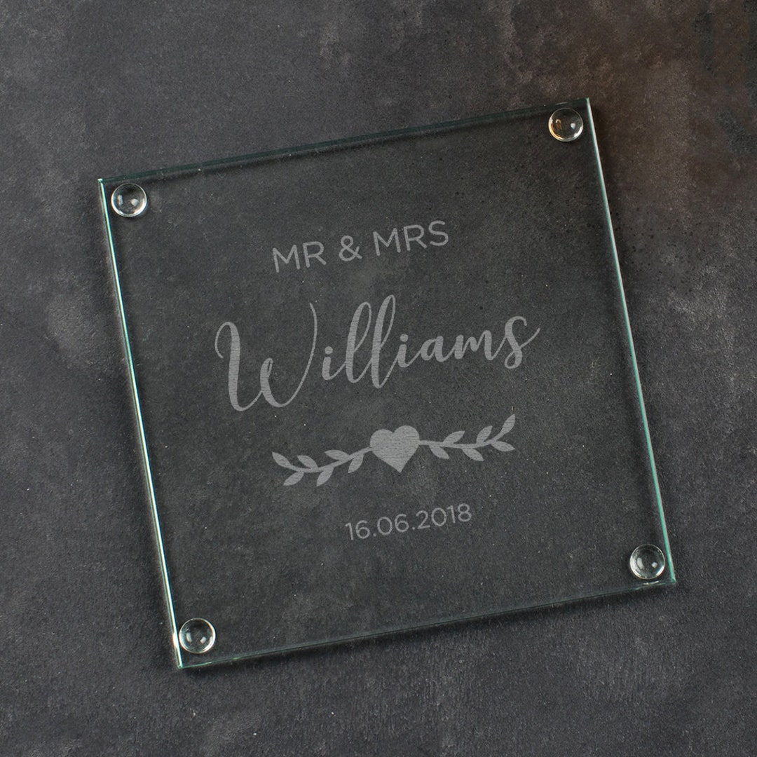 Personalised Glass Coaster Set / Personalised Wedding Gift for Bride ...