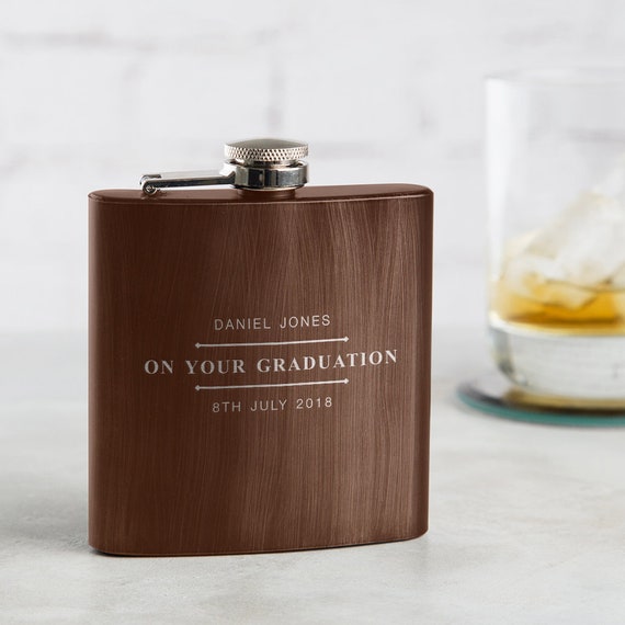 Personalised Leather Hip Flask for Graduation Retirement | Etsy