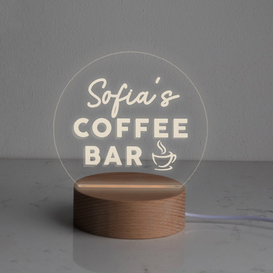 Personalised ‘coffee Bar’ Desk Lamp, Gift for Coffee Bar Owner, Coffee ...