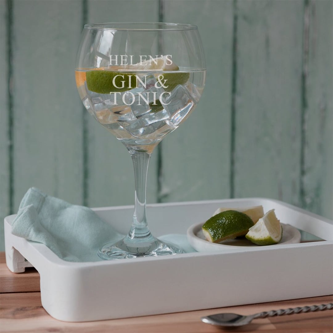 Personalised Gin and Tonic Glass Goblet Valentines Day Gin Gift for Her ...
