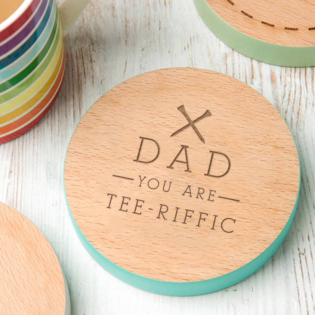 Fathers Day Golf Coaster 'you Are 'tee' Riffic' Design Personalized ...