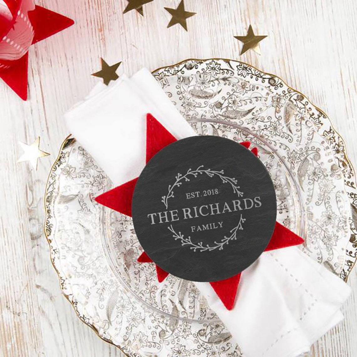 Personalised Family Slate Coaster for Christmas Unique - Etsy