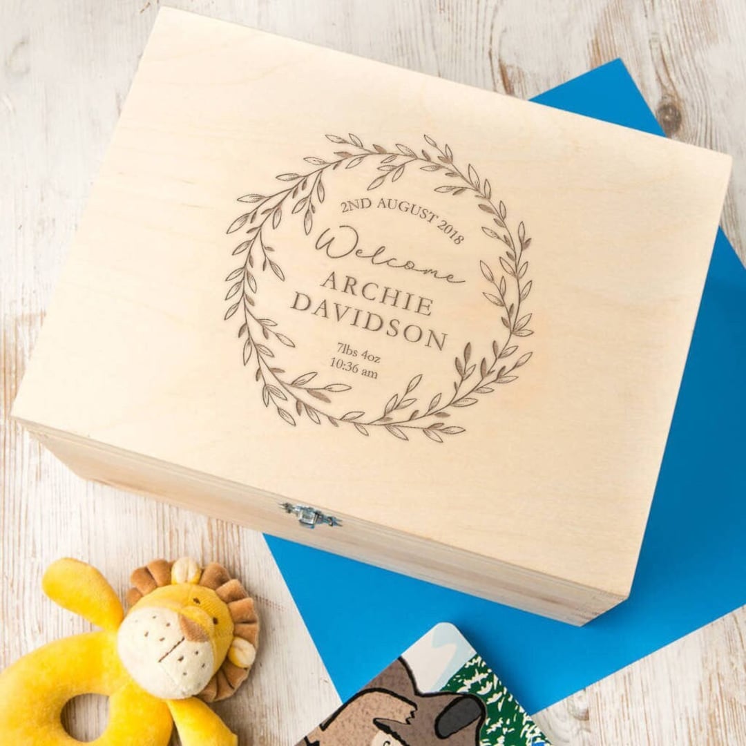 Baby Keepsake Box, Personalised Gift for New Baby, Newborn Keepsake Box ...