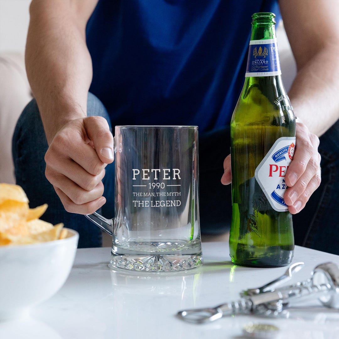 Personalised Engraved 'the Man, the Myth, the Legend' Glass Beer ...