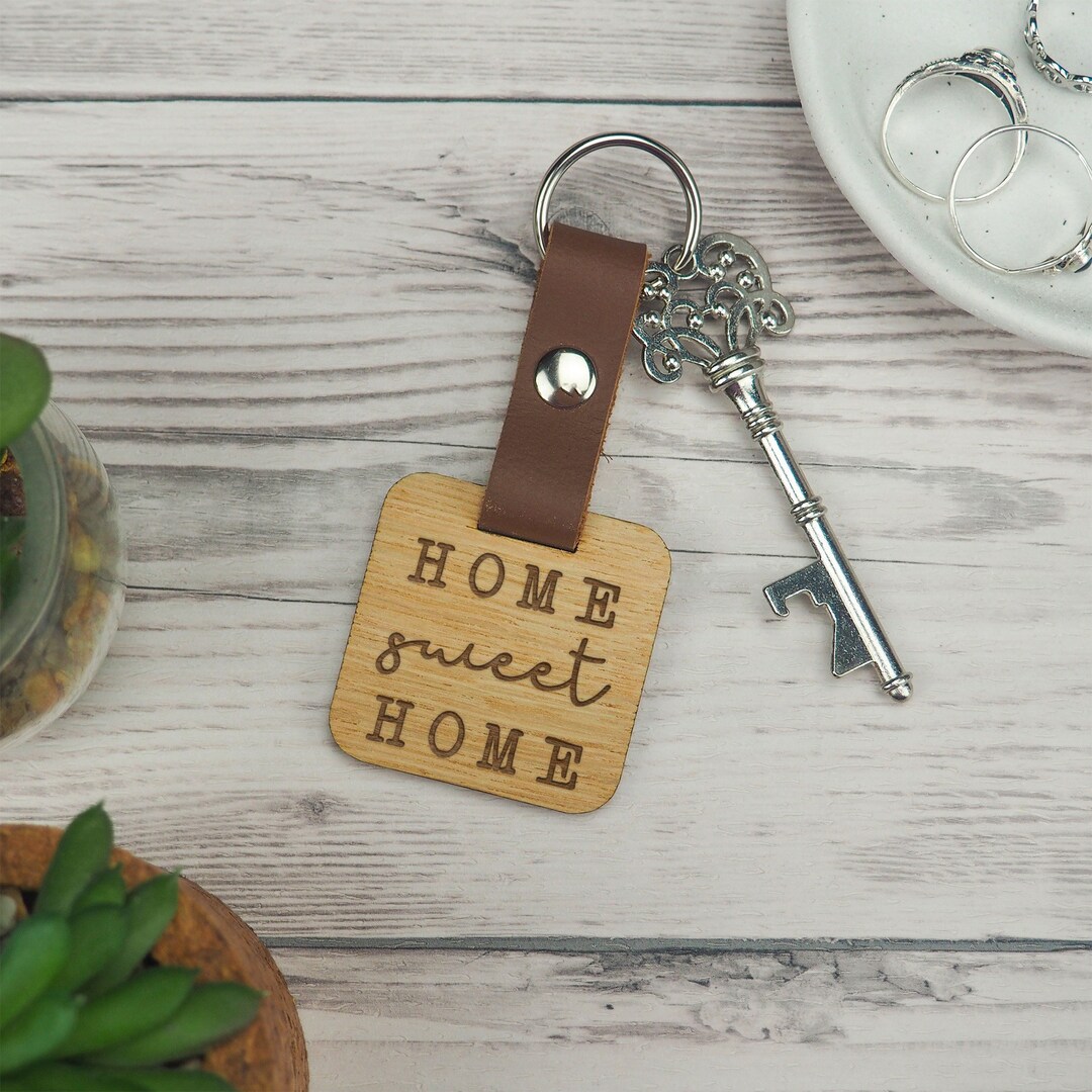 Engraved Home Sweet Home Keyring - First Home Housewarming Gift - New ...