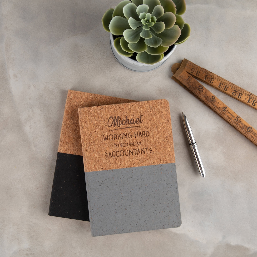 Personalized 'working Hard To' Vegan Cork Notebook - Personalised ...