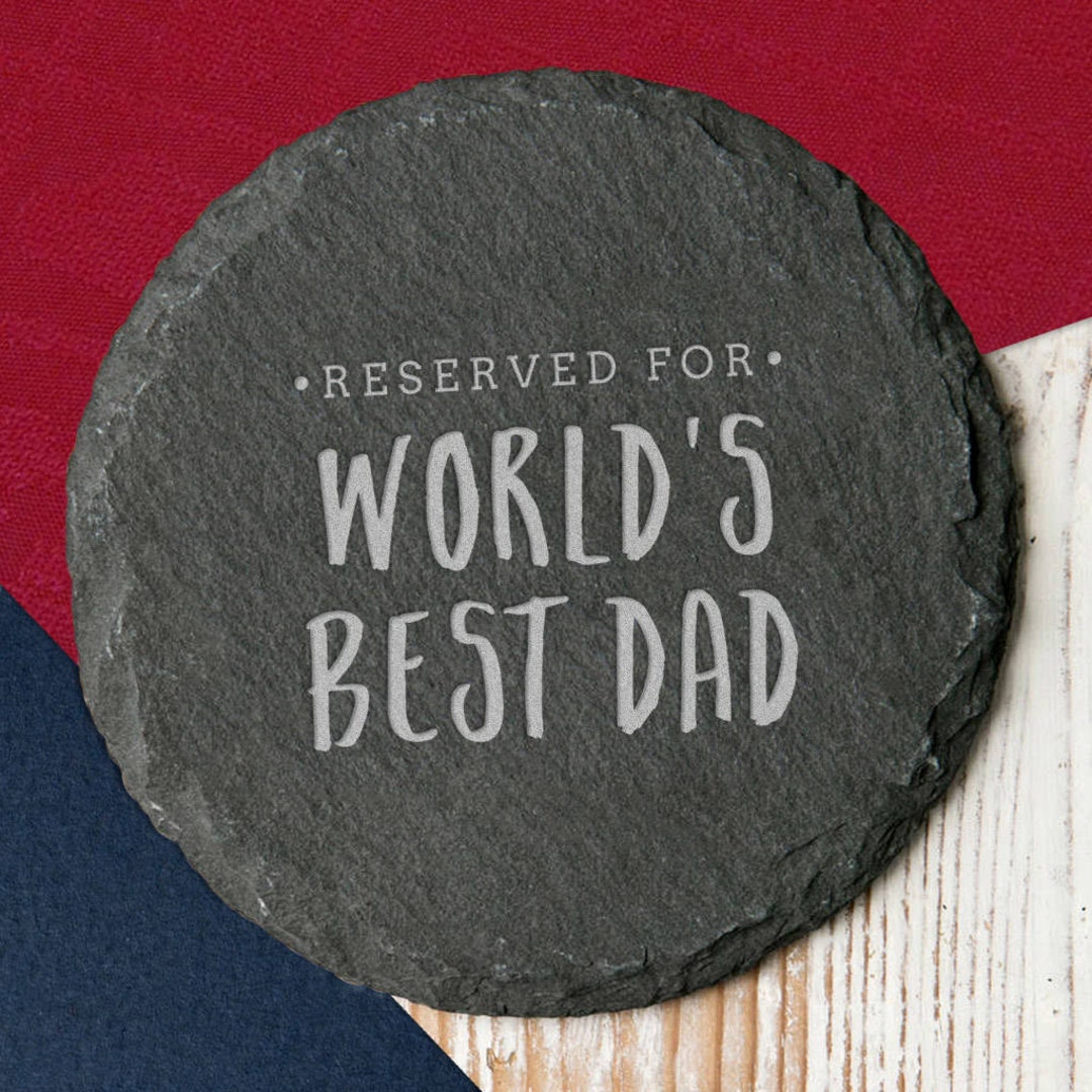 Worlds Best Dad Slate Coaster - Engraved Slate Fathers Day Gifts for ...