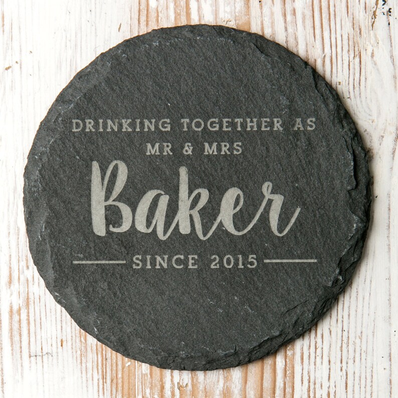 Personalised 'mr and Mrs' Wedding Slate Coasters - Etsy