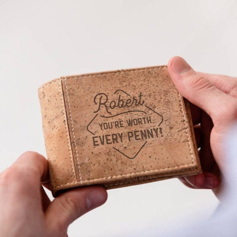 Personalized Funny Vegan Cork Wallet For Men Personalised | Etsy