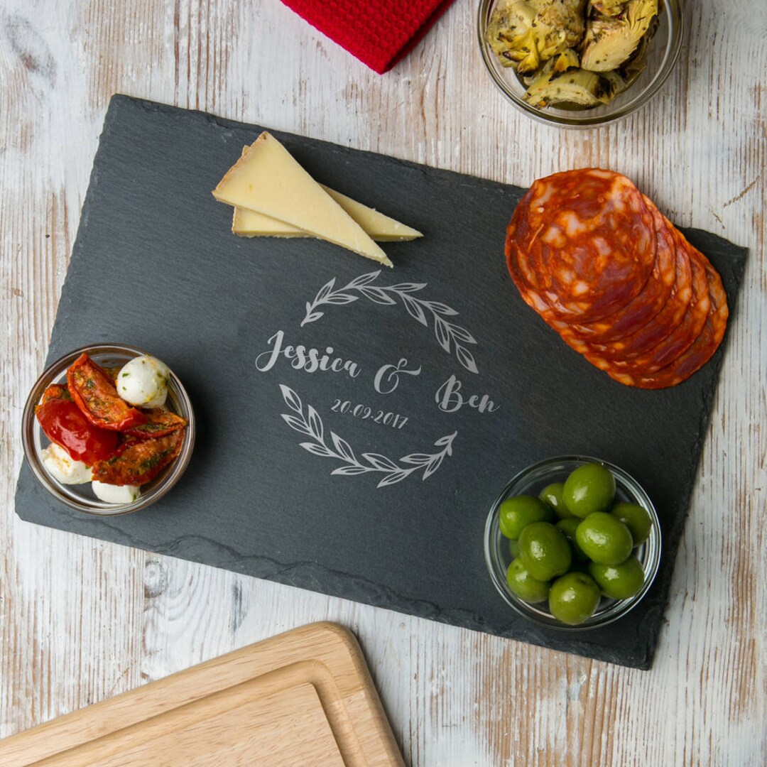 Personalized Couples Slate Cutting Board Personalised Wood - Etsy