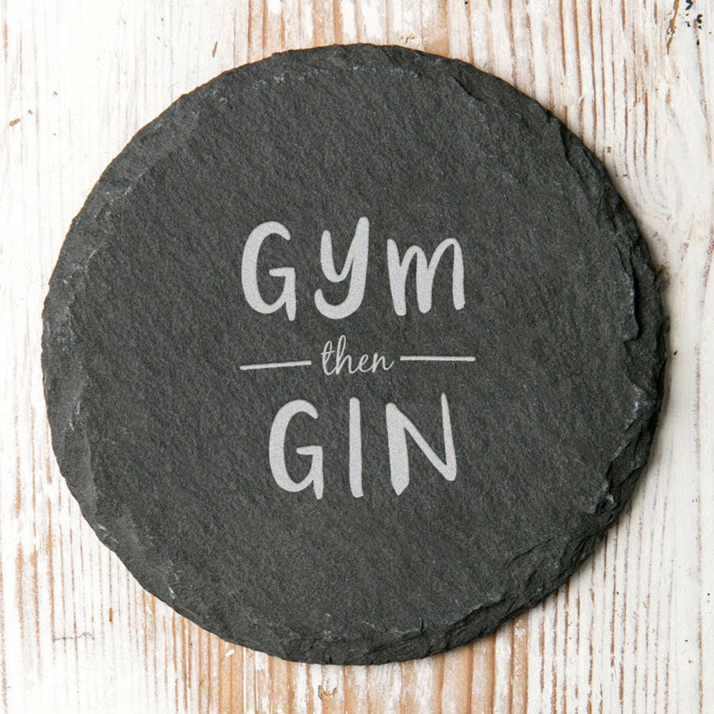 Gym Then Gin Slate Drinks Coaster | Etsy