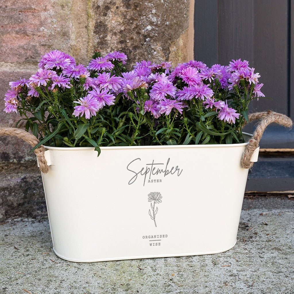 Engraved Birth Flower Planter Unique Birthday Gifts for - Etsy