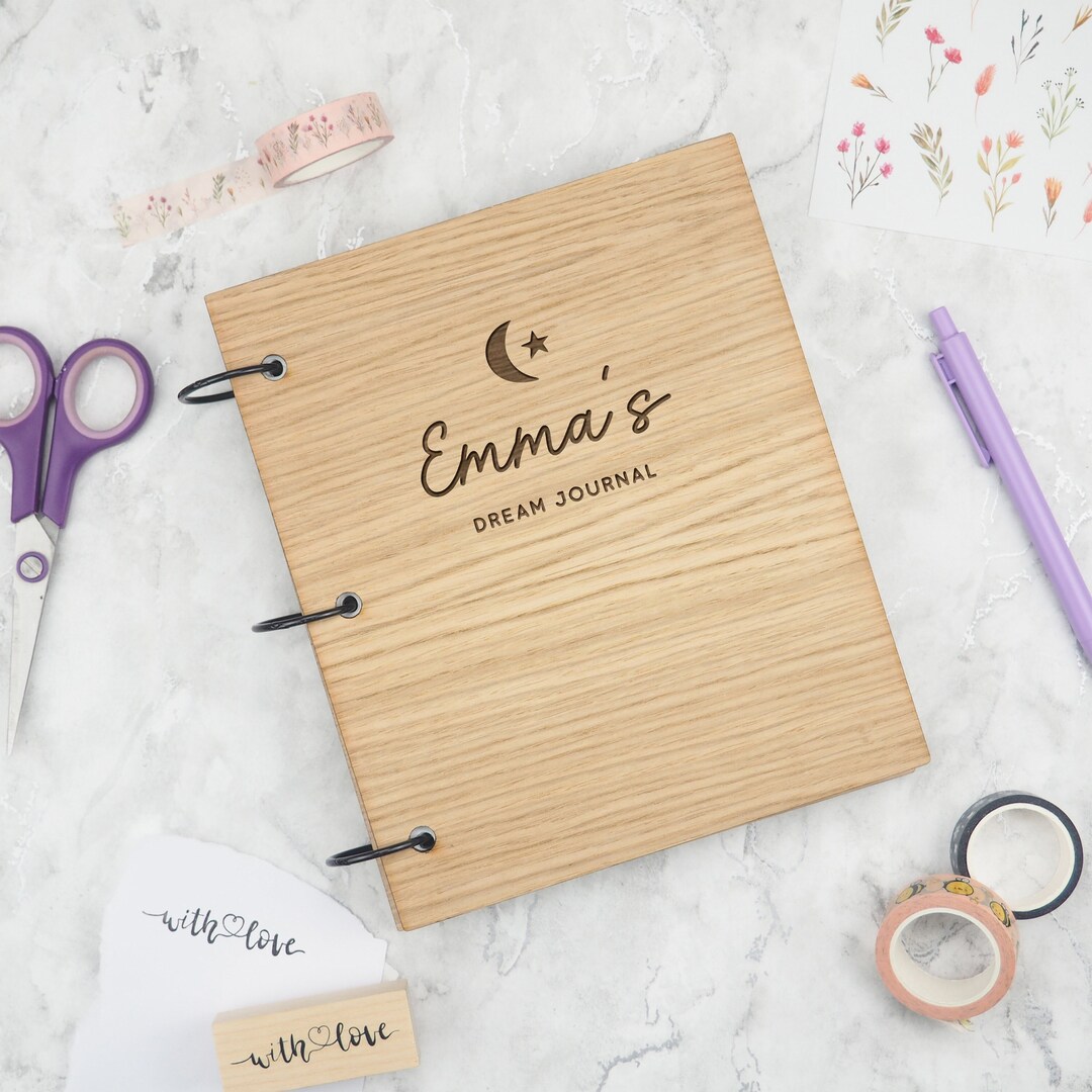 Personalised Wooden Scrapbook Dream Journal Gift for Women Birthday ...