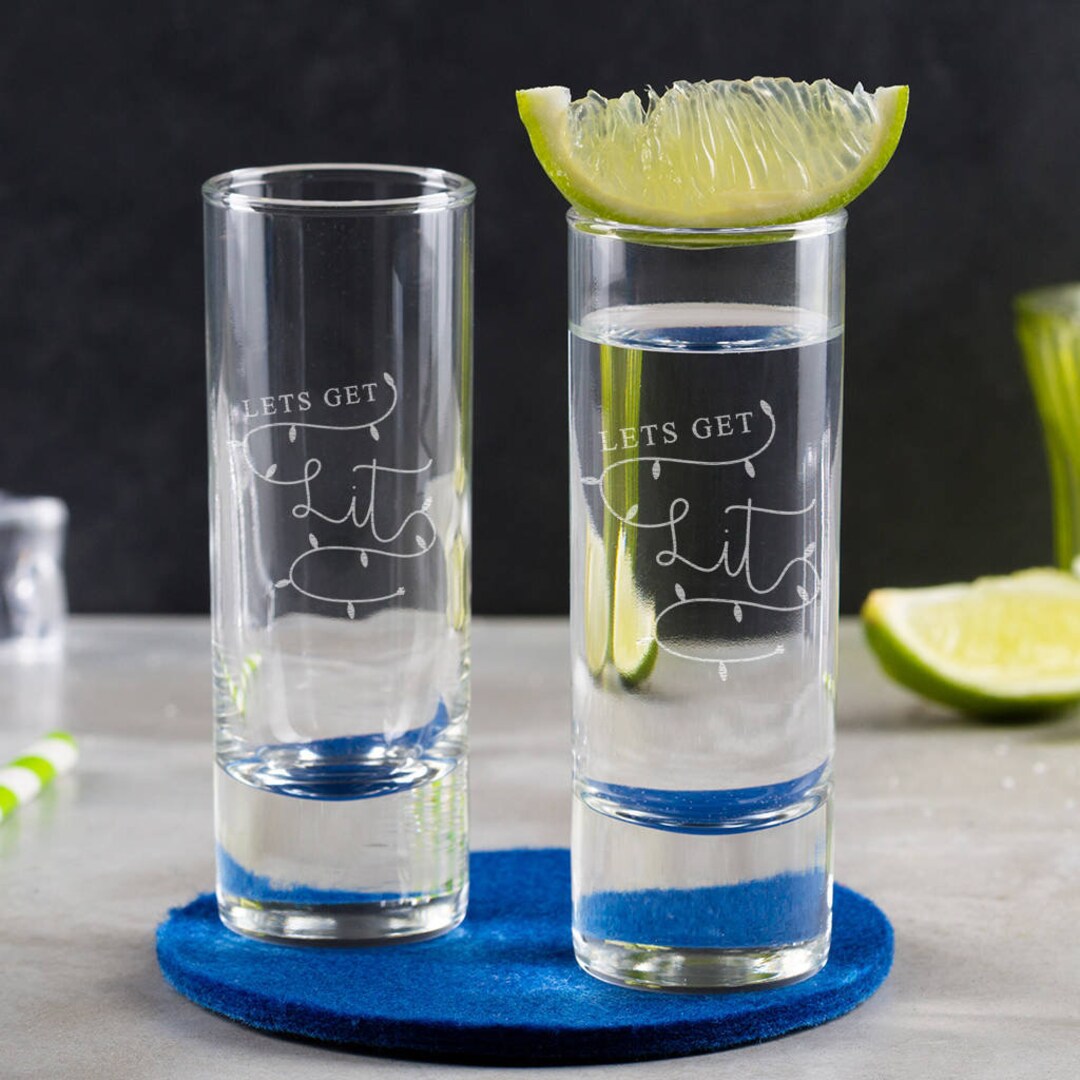 Engraved Tall Shot Glass - Let's Get Lit Design - Christmas Stocking ...