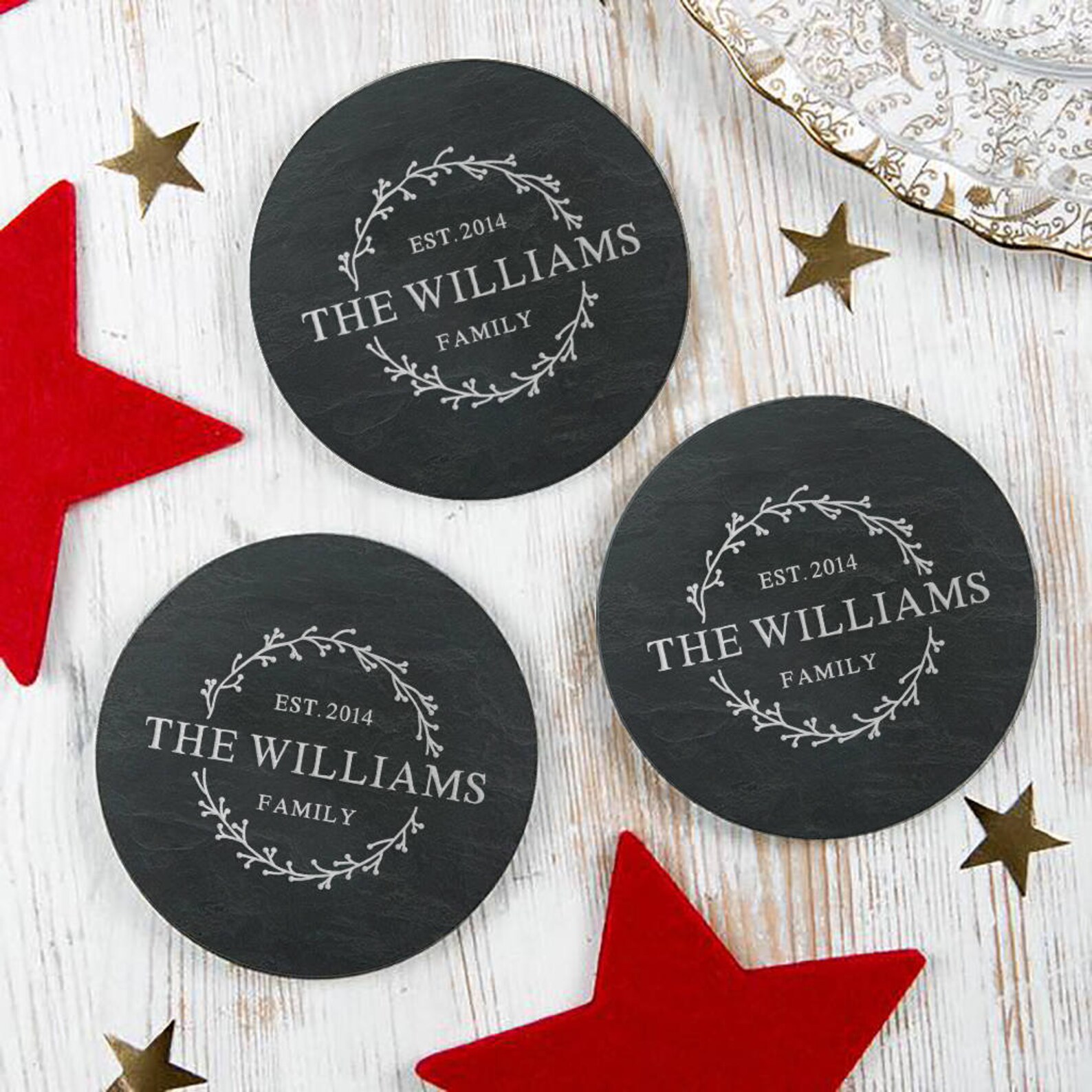 Personalised Family Slate Coaster for Christmas Unique - Etsy