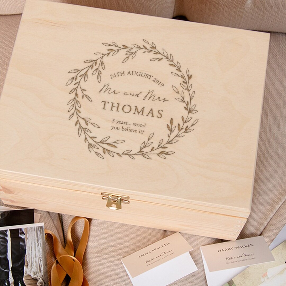 Personalised Wooden Wedding Keepsake Box for Couples - Personalized ...