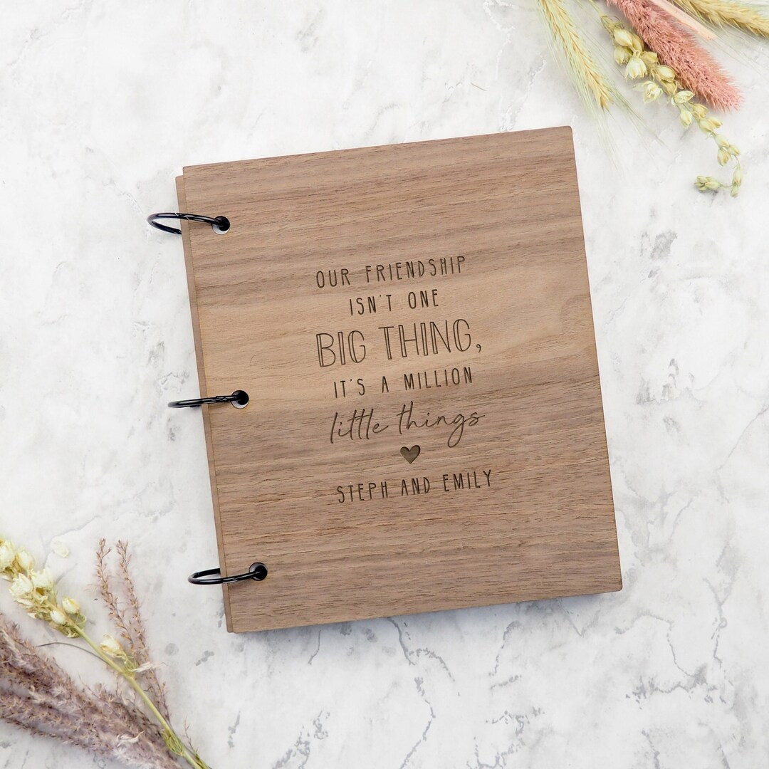 Personalised Engraved Wooden Scrapbook | Bestie Birthday Gifts ...
