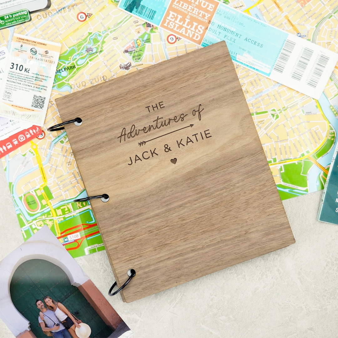 Personalised Couple's Travel Journal, the Adventures Of Wooden ...