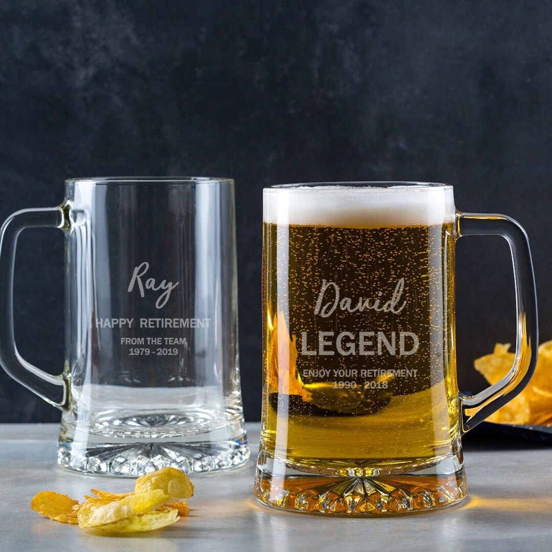 Personalised Engraved Beer Glass Tankard | Retired Gift for Dad Him ...
