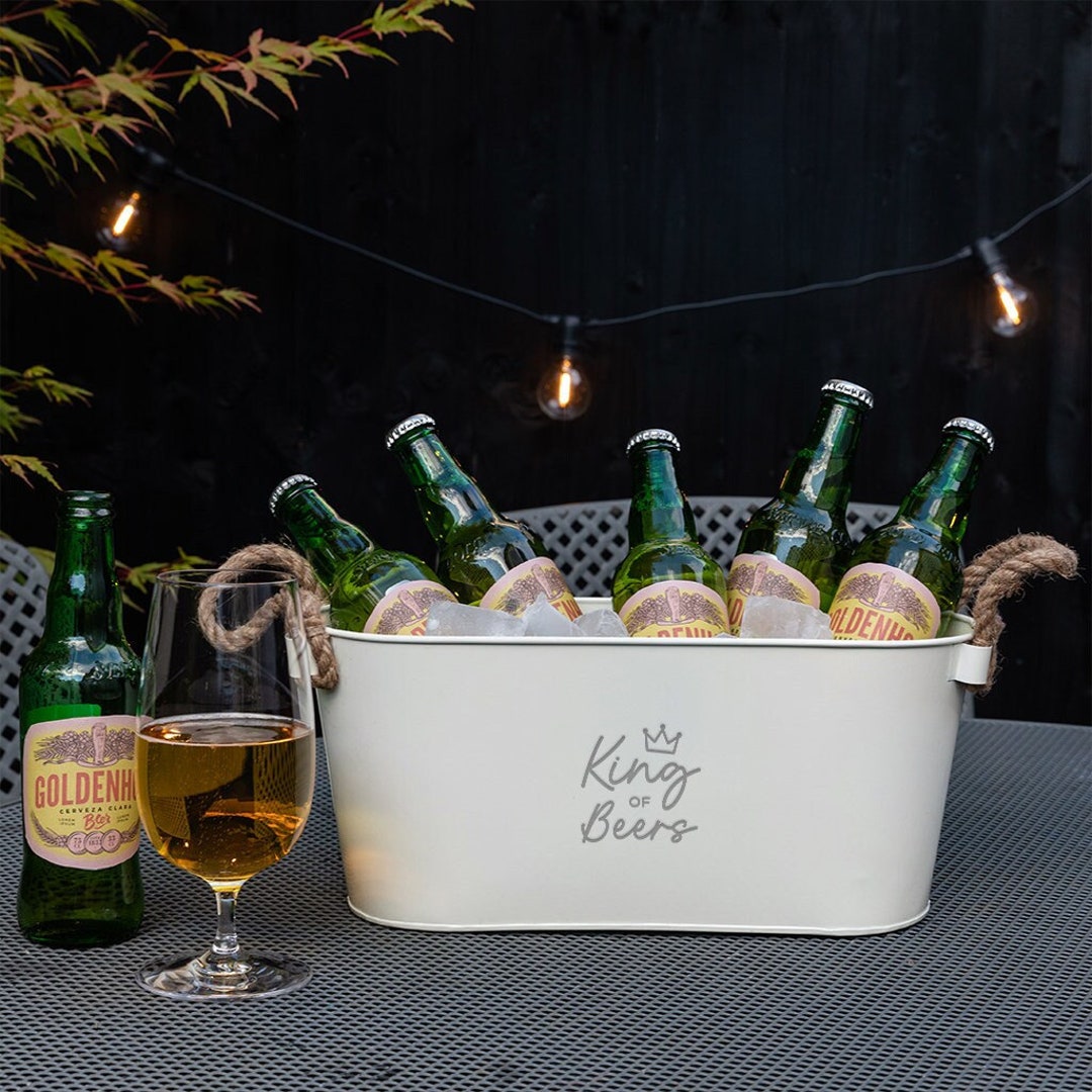 Engraved King of Beers Ice Bucket - Home Bar Metal Drinks Cooler ...