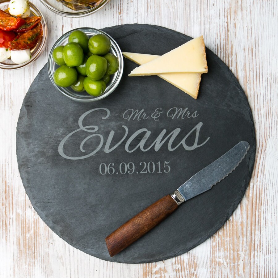 Personalised 'mr and Mrs' Wedding Round Slate Board - Etsy