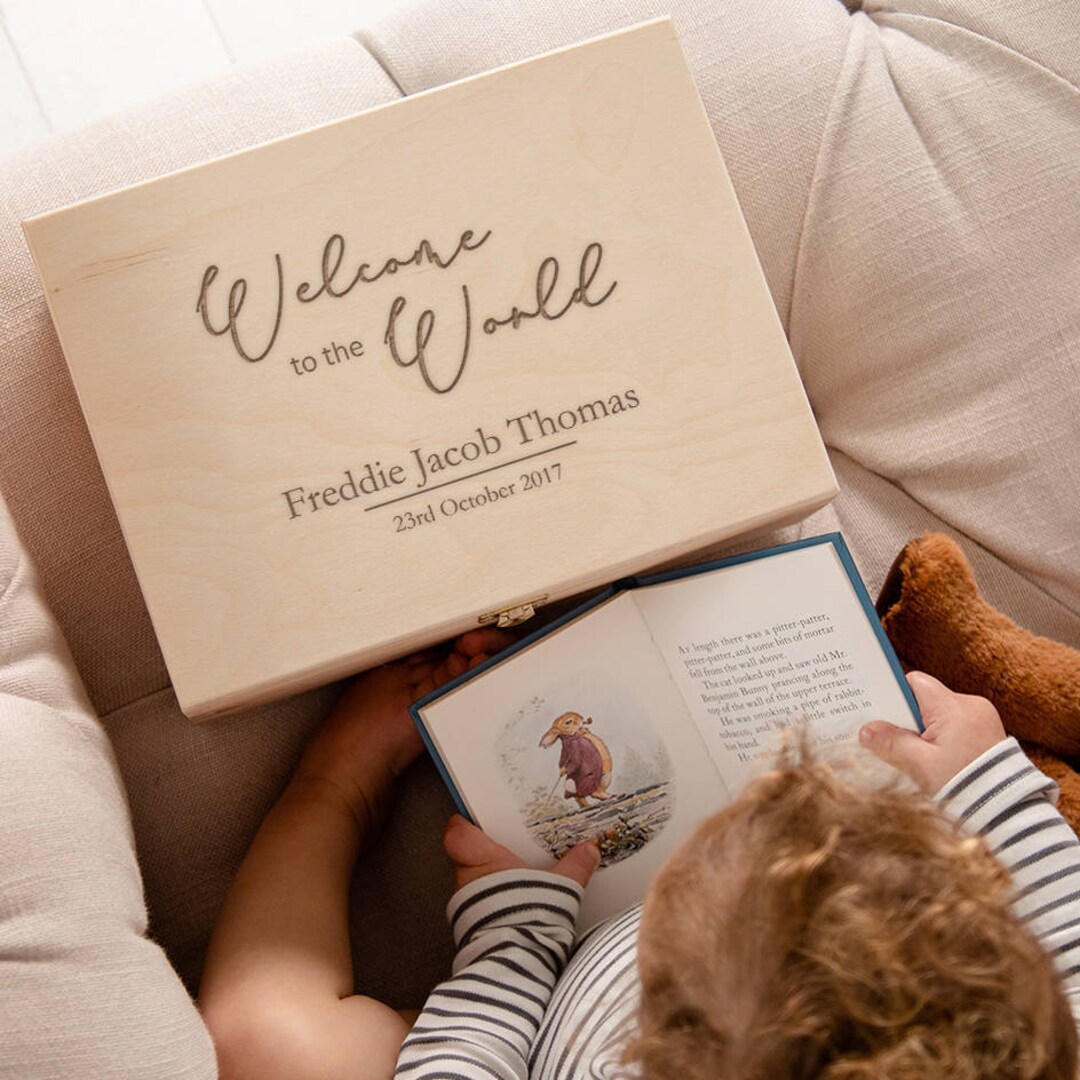 Personalised Baby Boy Memory Box - Personalized Keepsake Box - Wooden ...