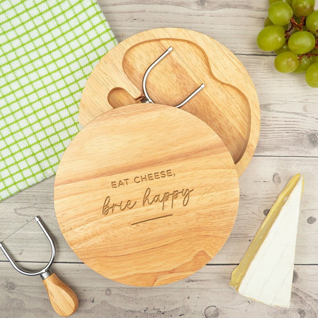 Eat Cheese, Brie Happy Engraved Cheese Board Set - Retirement Gifts for ...