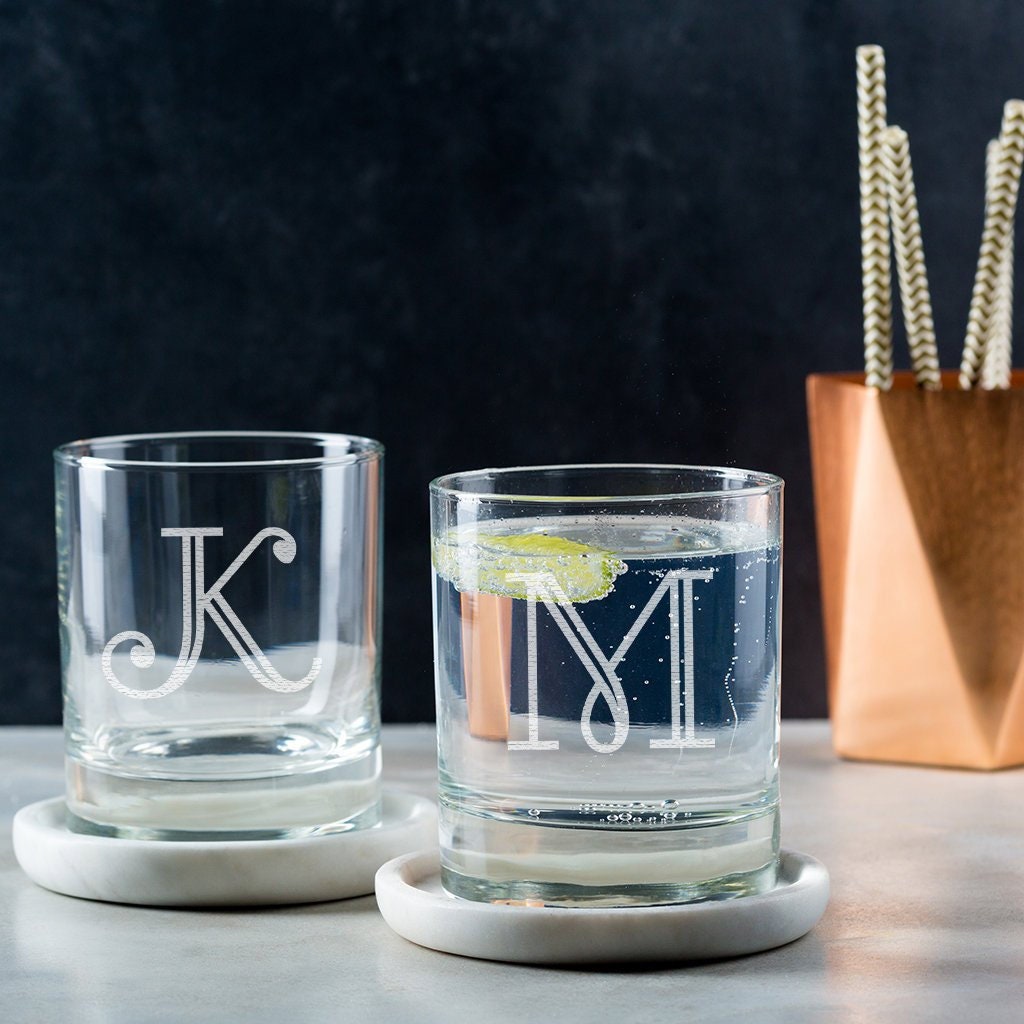 Personalised Engraved Glass Tumbler With Initial - Etsy UK