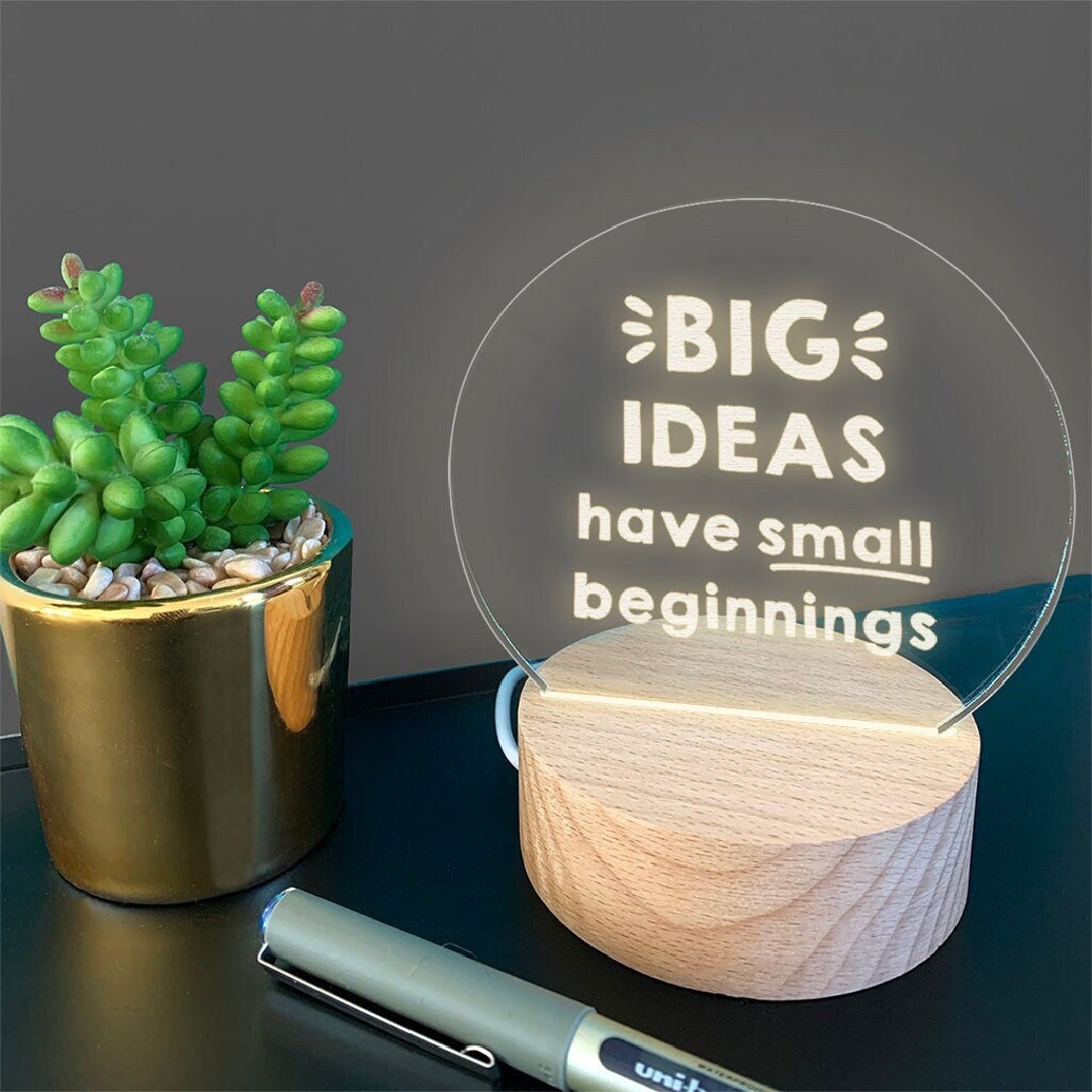 Engraved 'big Ideas' Mini Desk Lamp - Etsy