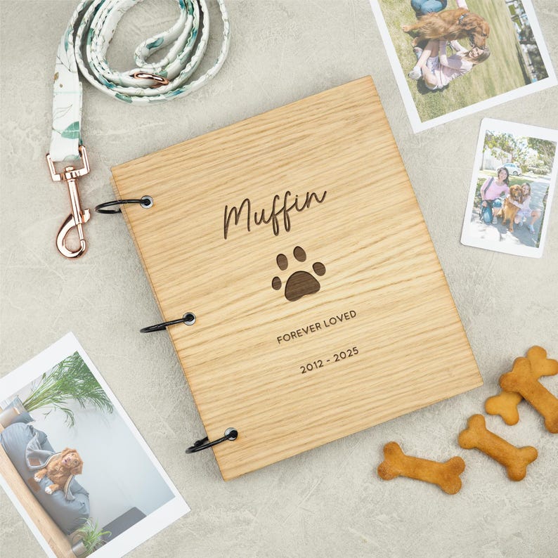 Personalised Engraved Pet Memorial Photo Album | Dog Memory Book ...