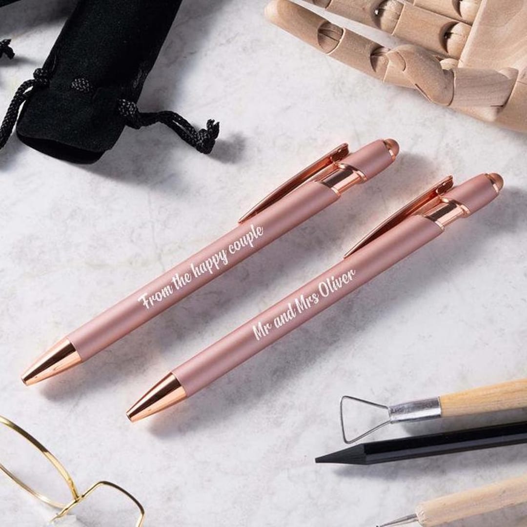 Personalized Engraved Pen Multicolor With Stylus & Pouch, Wedding Guest ...