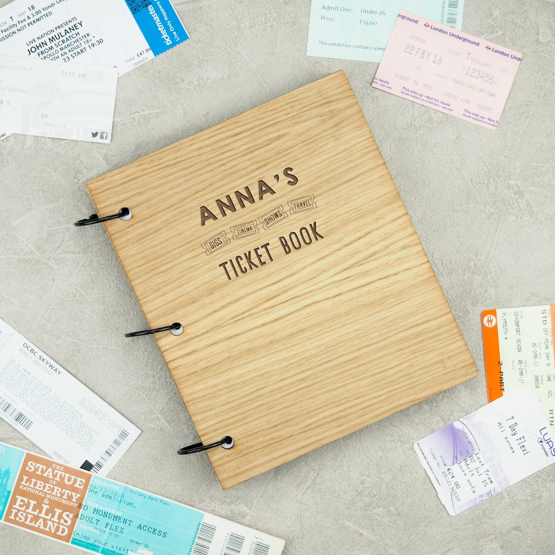 Personalised Engraved Ticket Stub Scrapbook Album | Birthday Gift for ...