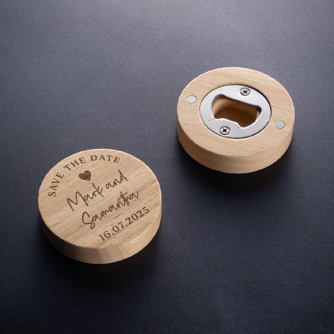 Personalised Save the Date Magnet Bottle Opener Wedding Favours for ...