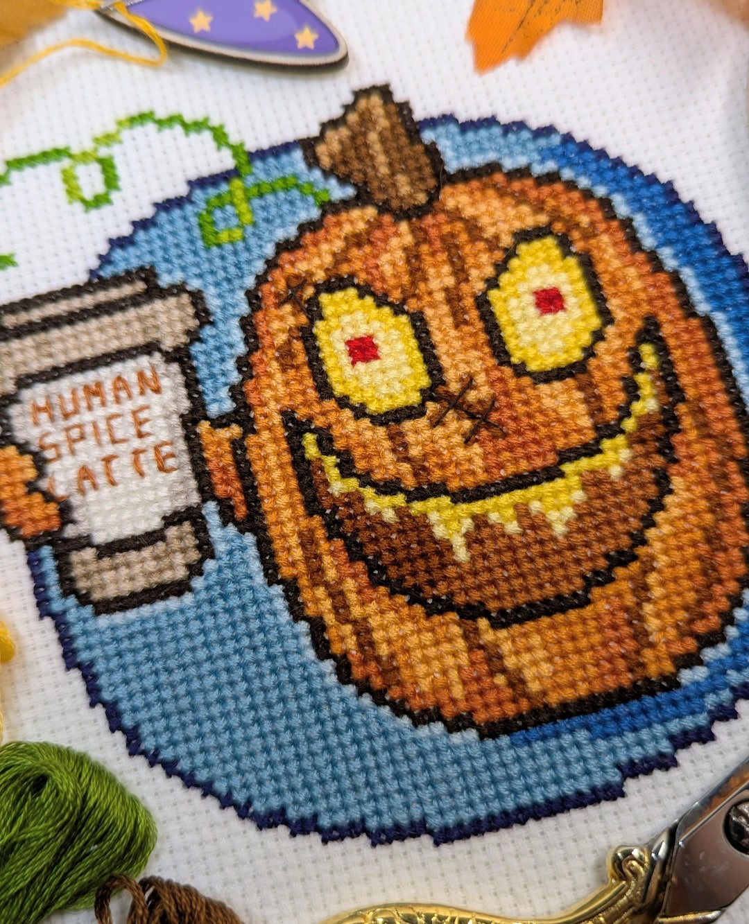 Halloween Cross Stitch- Human Spice Latte Pattern - Etsy