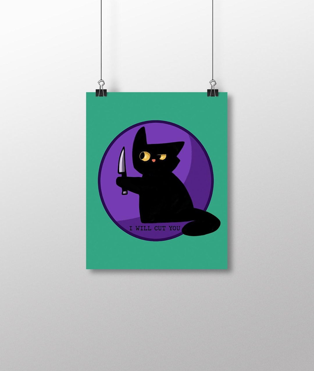 Murder Cat Knife- Small Print - Etsy