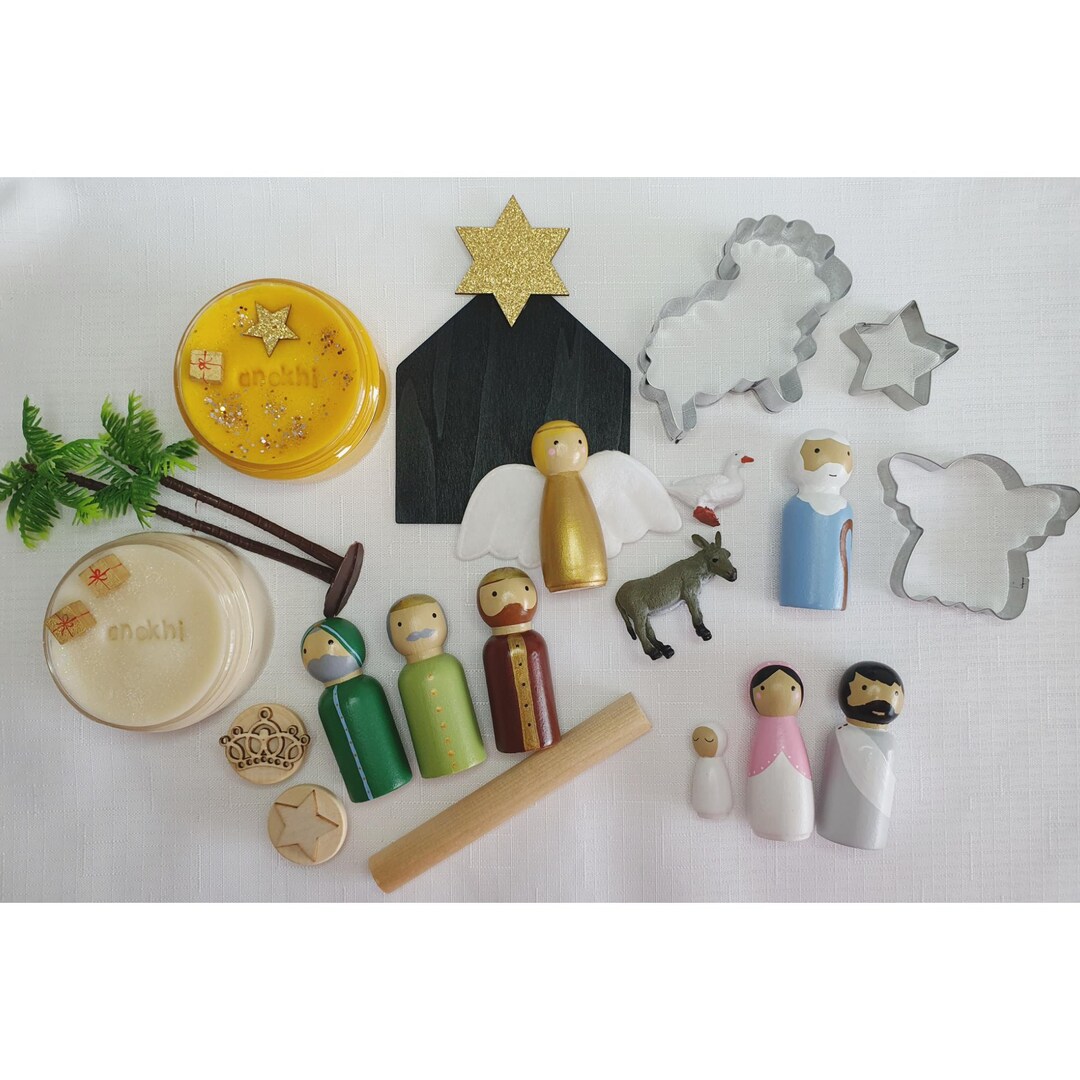 Nativity Set, Nativity Peg Dolls, Birth of Jesus, Mary and Joseph ...