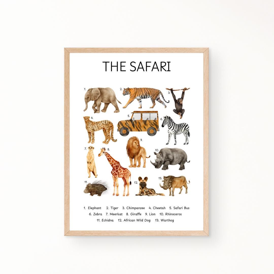 Safari Animals Poster, Homeschool Posters, Classroom Posters, Playroom ...